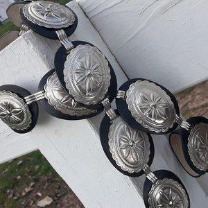 Accessories | Vintage Conch Belt Boho Western Silver Metal And Leather ...